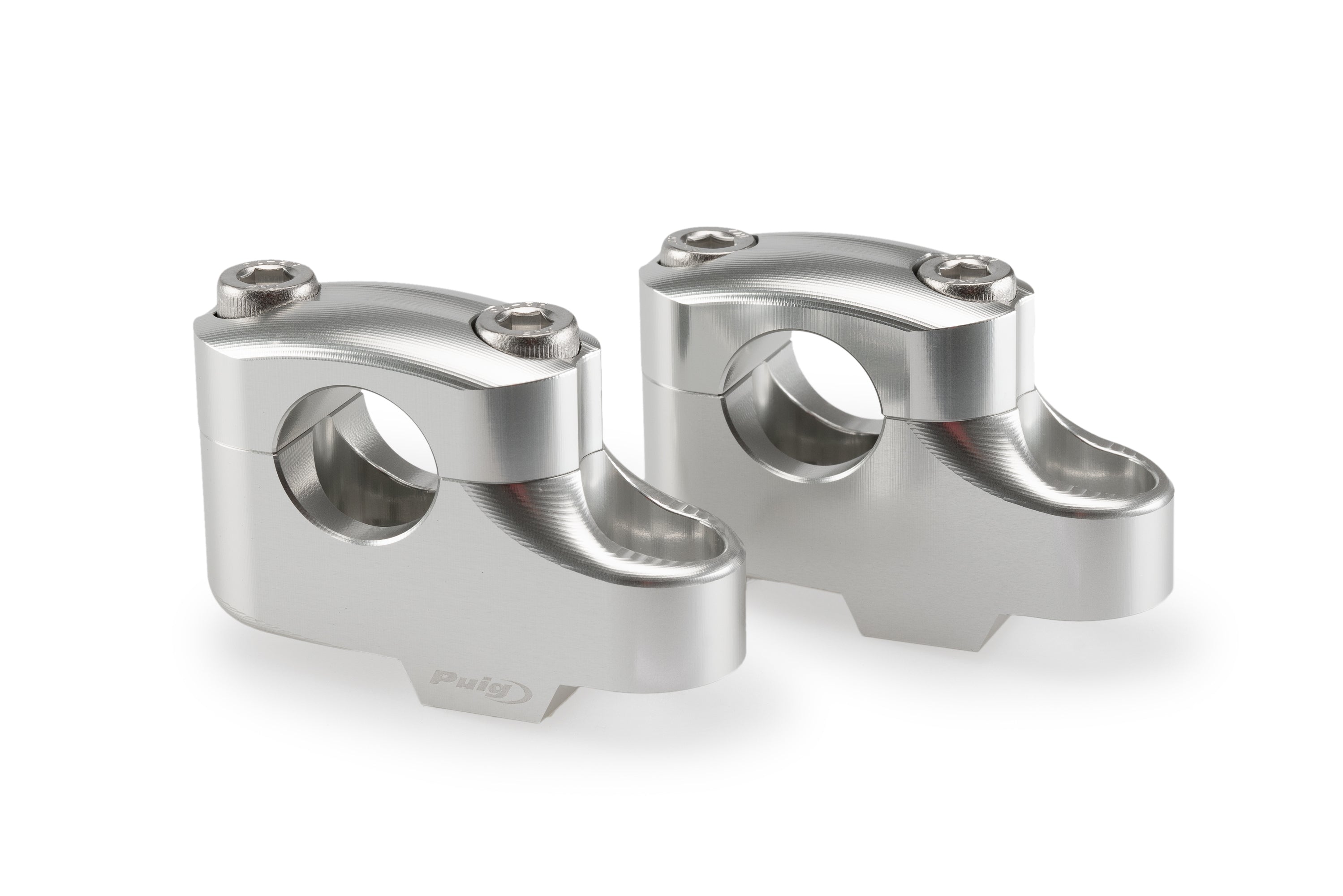 Puig Pullback Handlebar Risers - 25mm Rise / 16mm Back | Silver | Hond