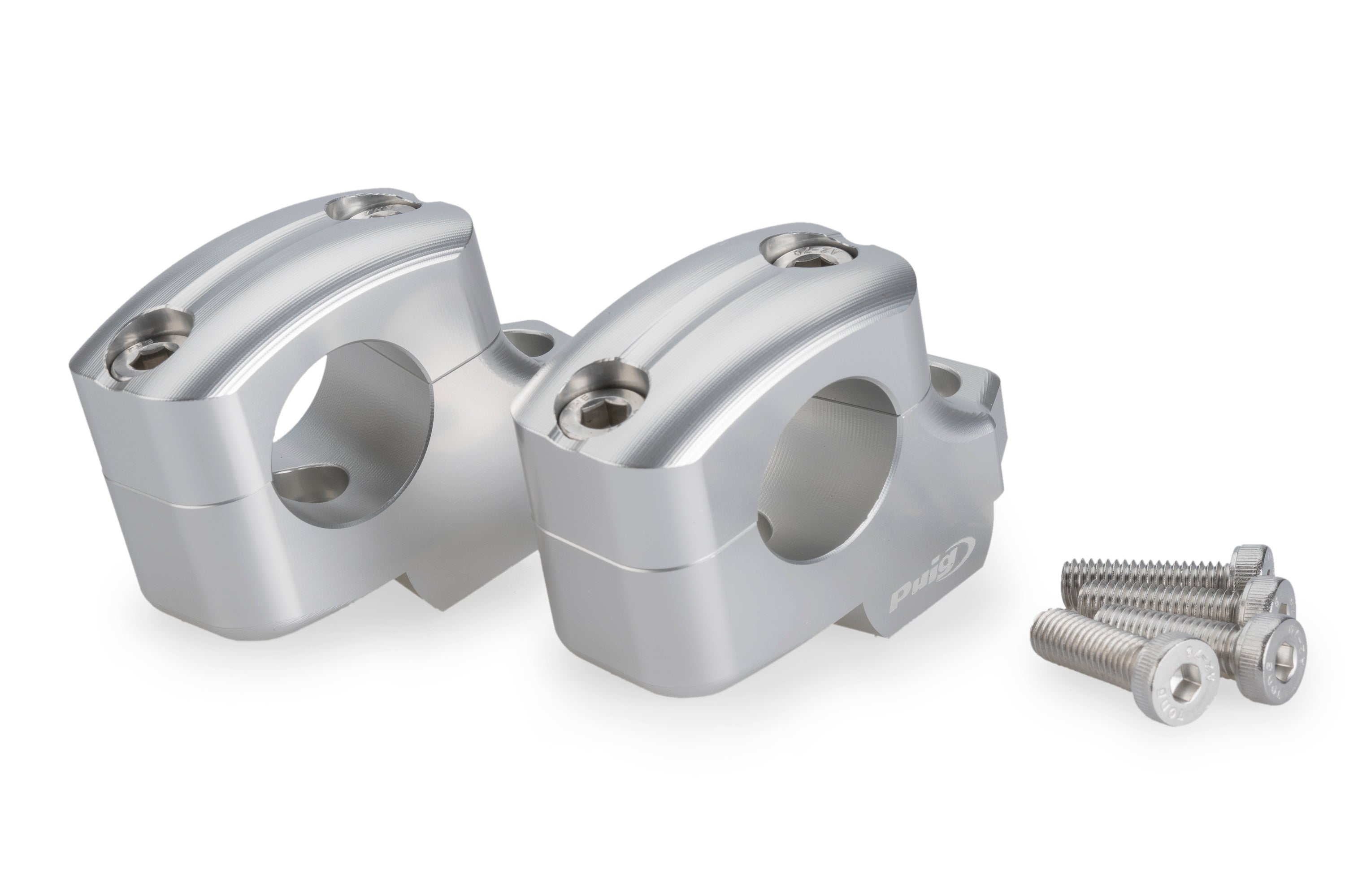 Puig Pullback Handlebar Risers - 25mm Rise / 16mm Back | Silver | BMW